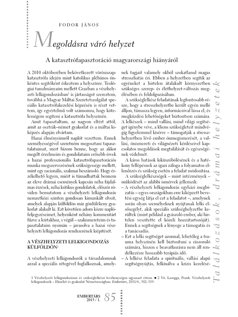 115 Fodor Janos Katasztrofapasztoracio | PDF