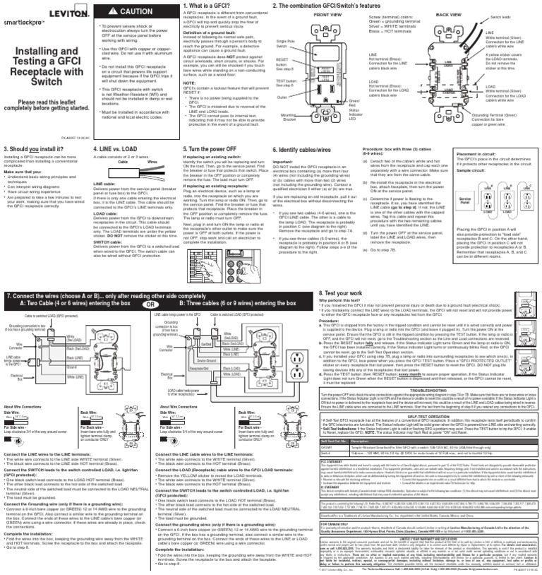 Leviton GFSW1 W Install Instructions | PDF | Ac Power Plugs And Sockets ...