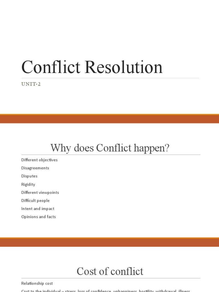 Conflict Resolution: UNIT-2 | PDF | Conflict Resolution | Anger