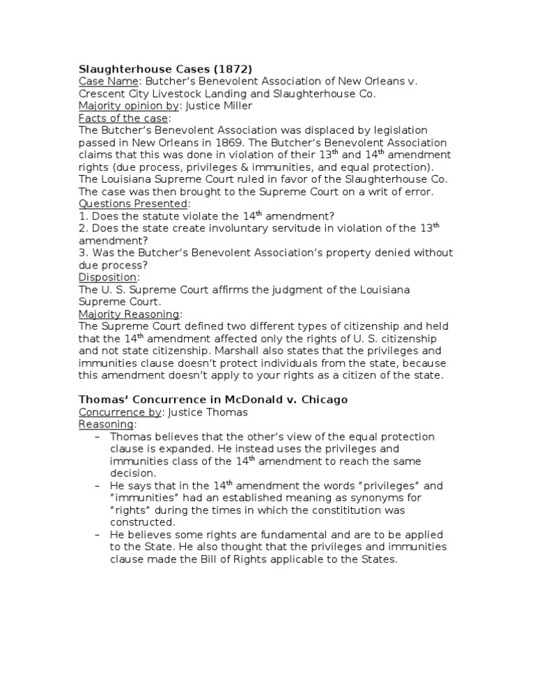 Impact of the Slaughterhouse Cases | PDF | Social Science