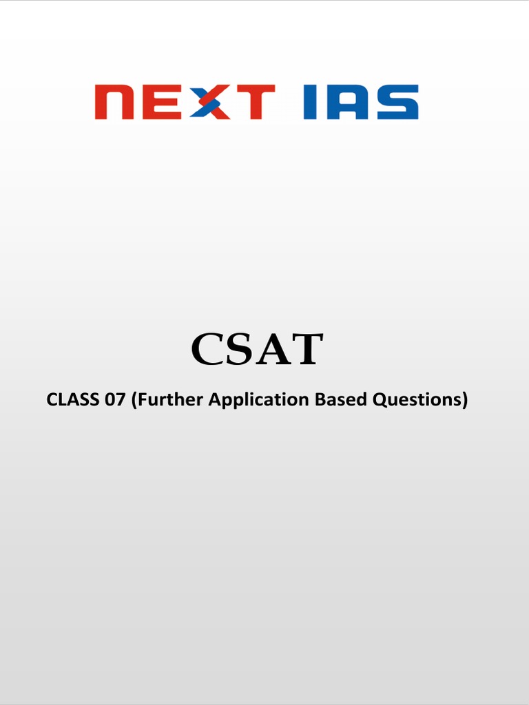 CLASS 07 (Further Application Based Questions) : - Csat | Descargar ...