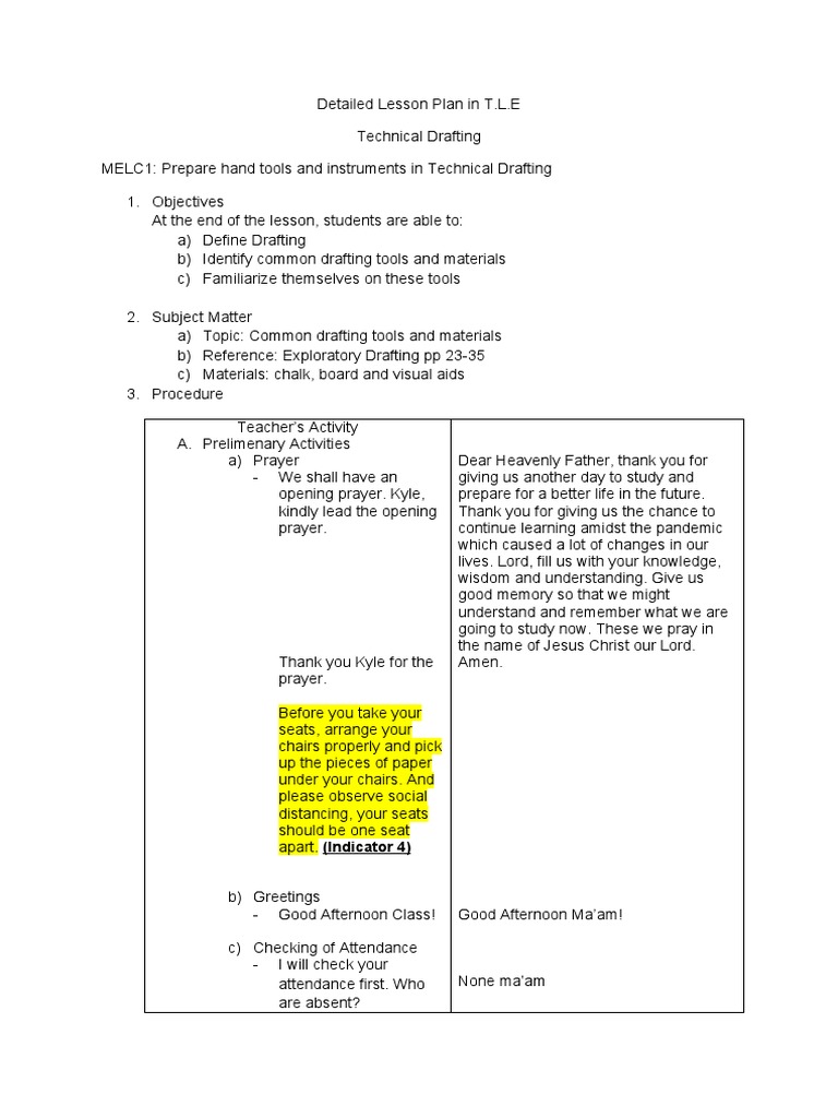Detailed Lesson Plan in Technical Drafting | PDF | Angle | Technical ...
