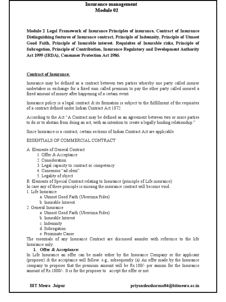 MT 554 Insurance Principle Module 2 | PDF | Insurance | Justice