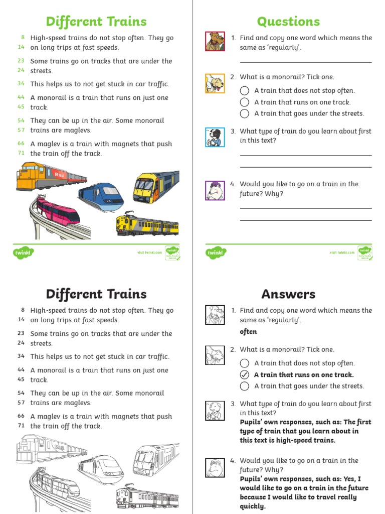Different Trains Questions | PDF | Train | High Speed Rail