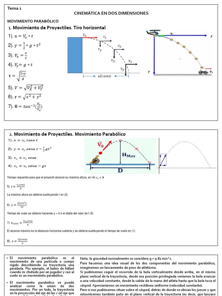 Tema 1-Cinemática 2D | PDF | Aceleración | Cinemática