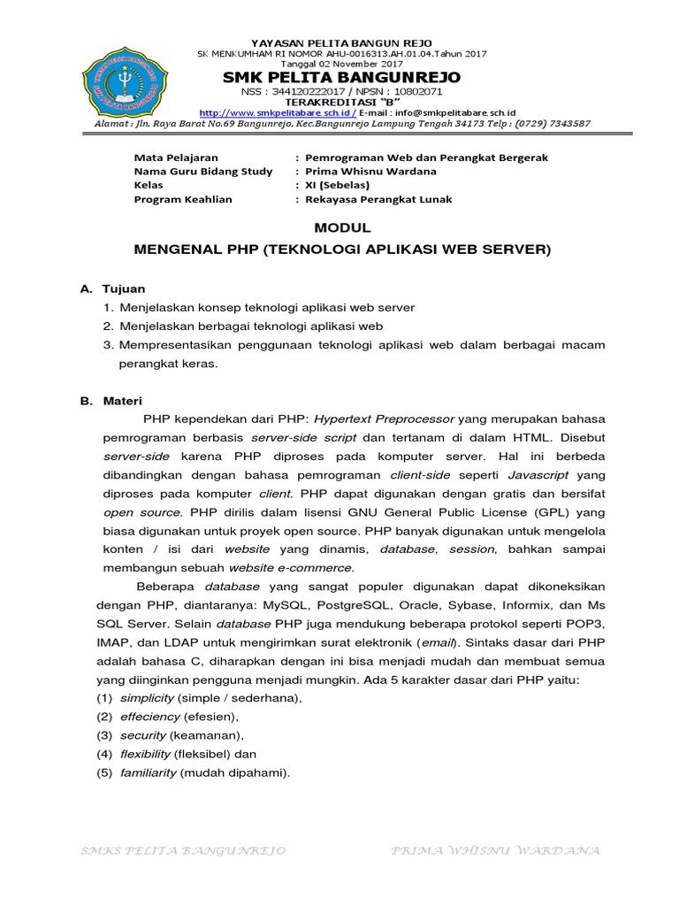 Modul 11 SEMESTER 2 Mengenal PHP | PDF | Komputer