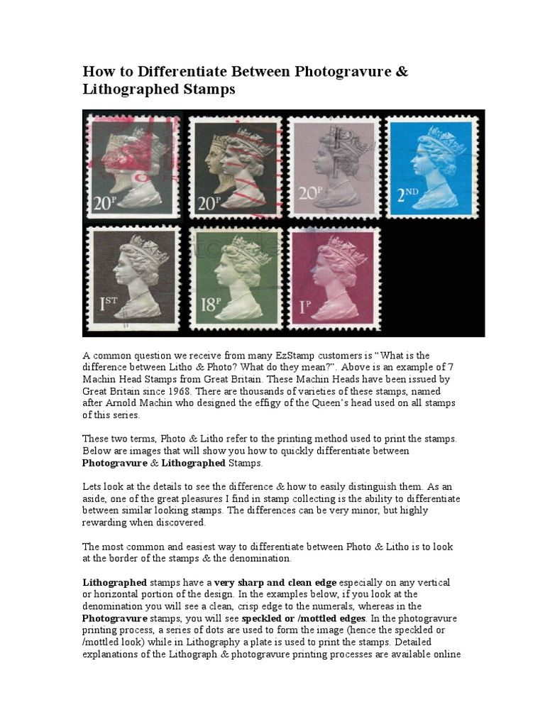 Distinguishing Photogravure & Litho Stamps | PDF