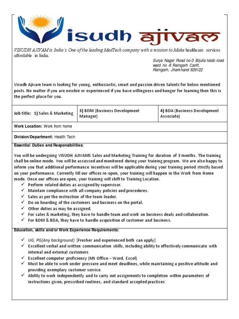 Job Description (SM) | PDF | Health Care | Public Services