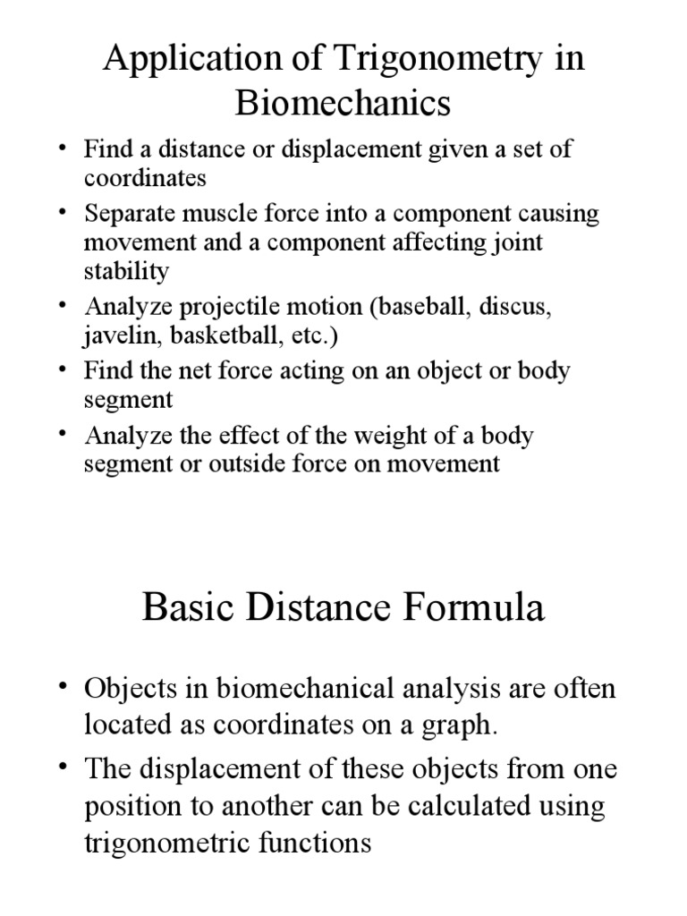 Trigonometry in Biomechanics Applications | PDF | Trigonometry | Distance