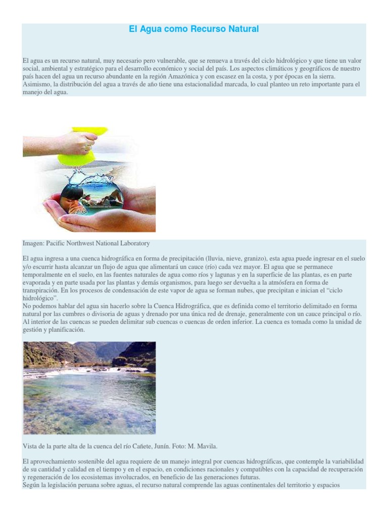 El Agua Como Recurso Natural | PDF | Agua | Cuenca de drenaje