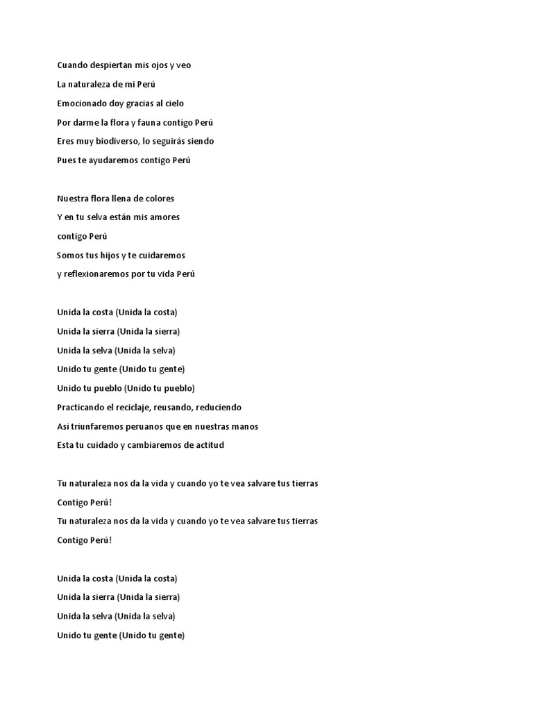 Contigo Perú Letra | PDF
