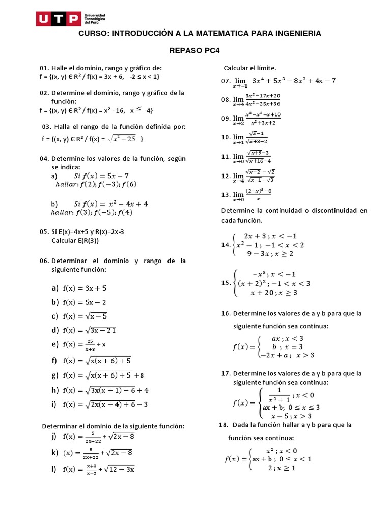 Repaso Practica PC4 Imi | PDF | Tangente | Matemáticas