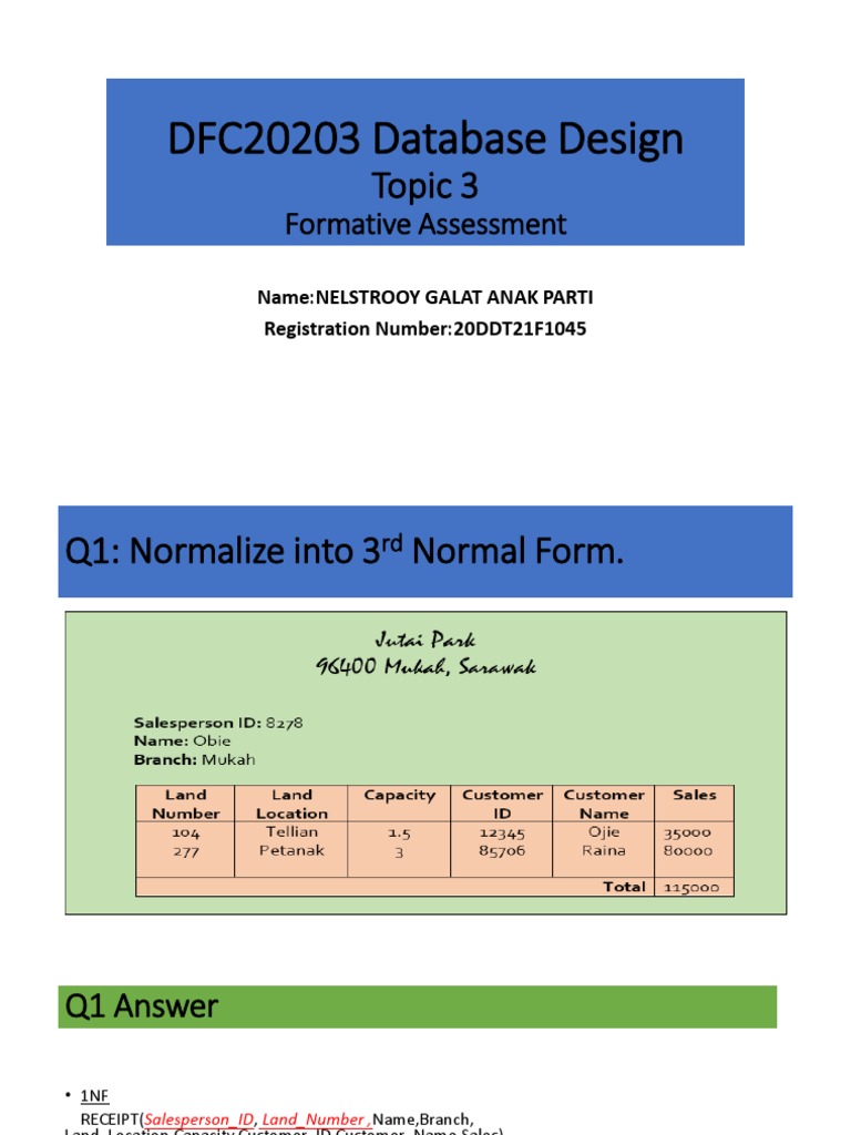 DFC20203 Database Design: Topic 3 | PDF | Information Technology Management | Data Model