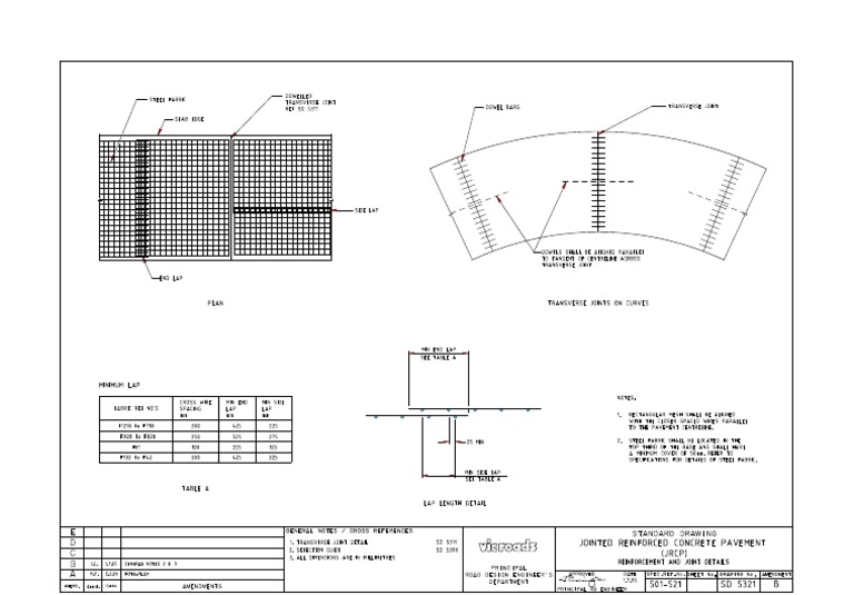 Standard Drawing 5321 Jointed Reinforced Concrete Pavement JRCP ...