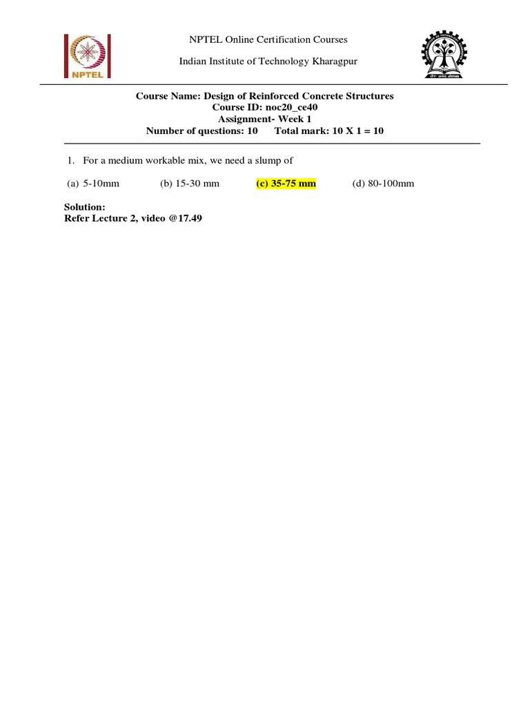 Assignment-1 CE40 NOC20 - New | PDF | Concrete | Porosity