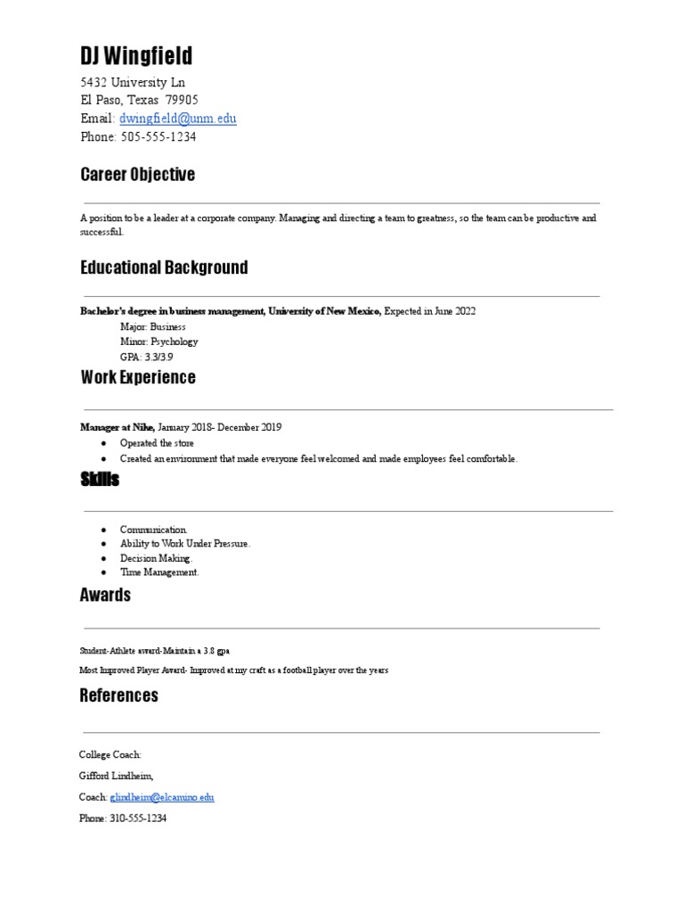 Resume English Assignment 1 | PDF | Career & Growth | Self-Improvement