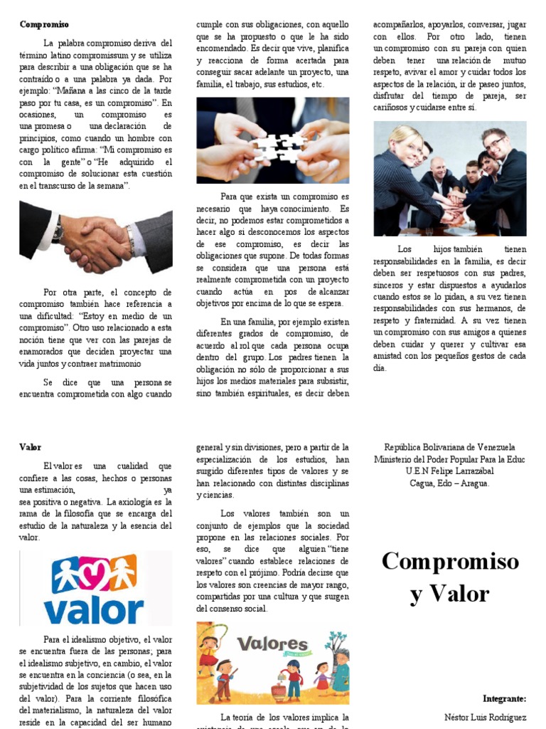 Triptico Valor Compromiso | PDF | Familia | Subjetividad
