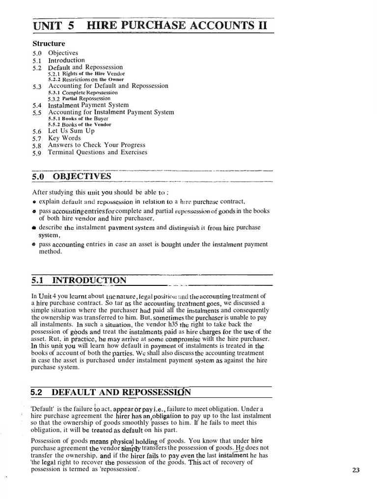 Structure: Default and Repossession | PDF | Depreciation | Debits And ...