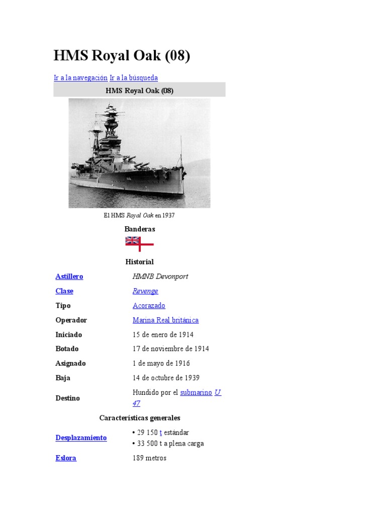 HMS Royal Oak | PDF | Acorazado | U barcos