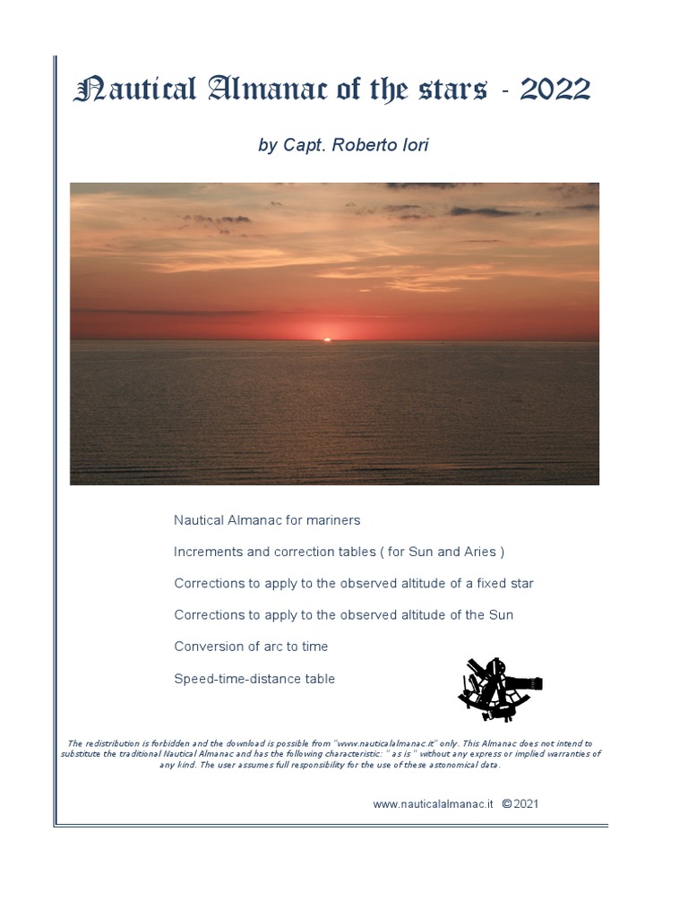 Nautical Almanac 2022 PDF | PDF | Twilight | Cartography