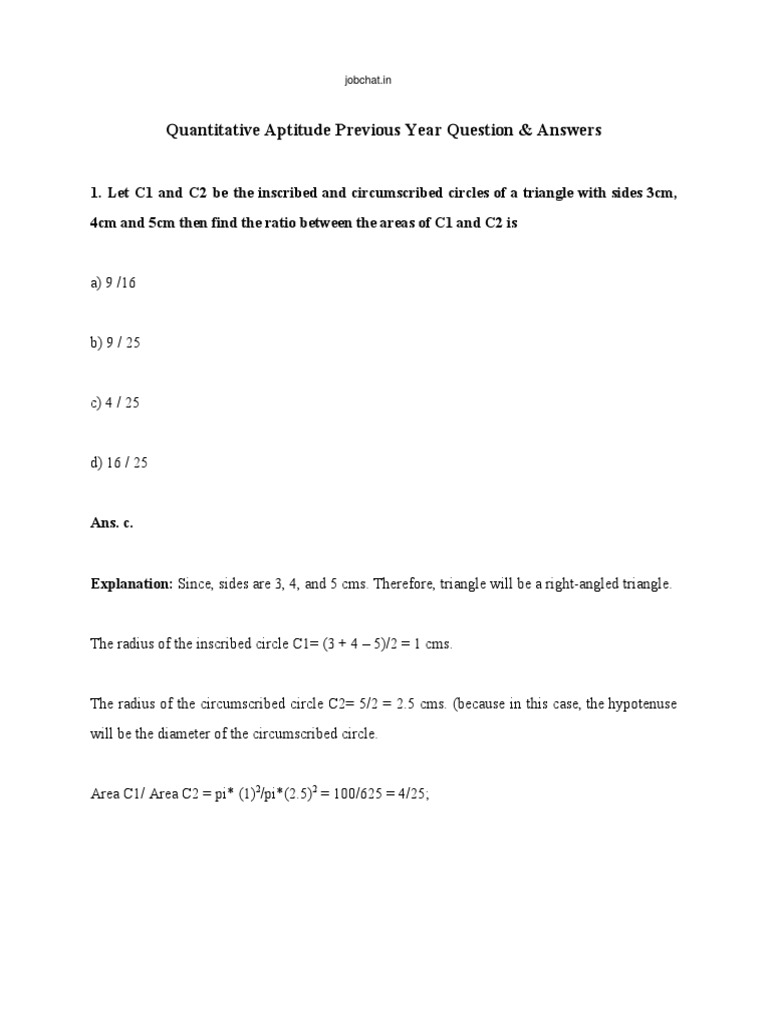 Quantitative Aptitude Previous Year Question & Answers | PDF ...