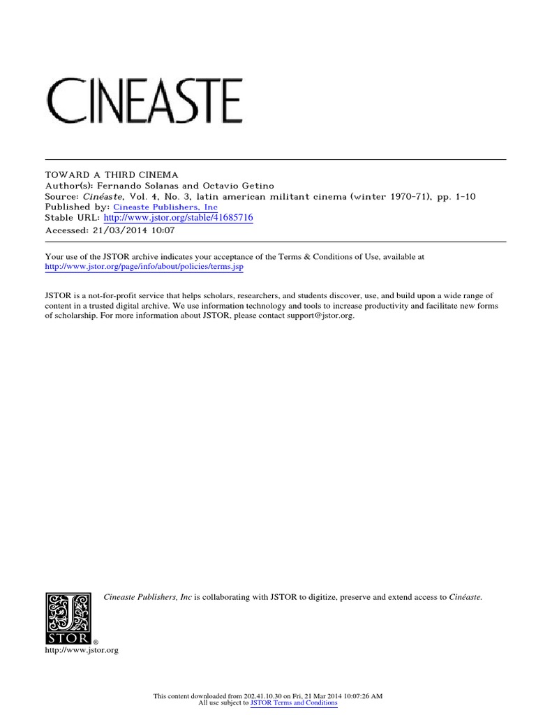 Toward A Third Cinema | PDF