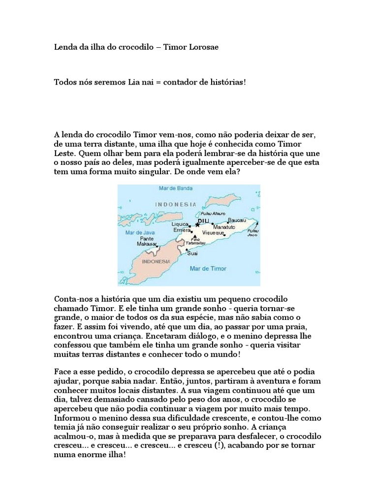 A lenda do crocodilo Timor e a formação da ilha de Timor Leste | PDF