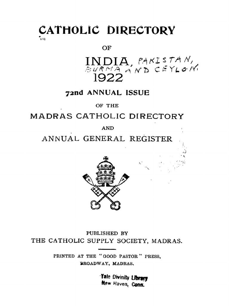 Catholic Directory of India 1922 | PDF | Catholic Church | Sacraments