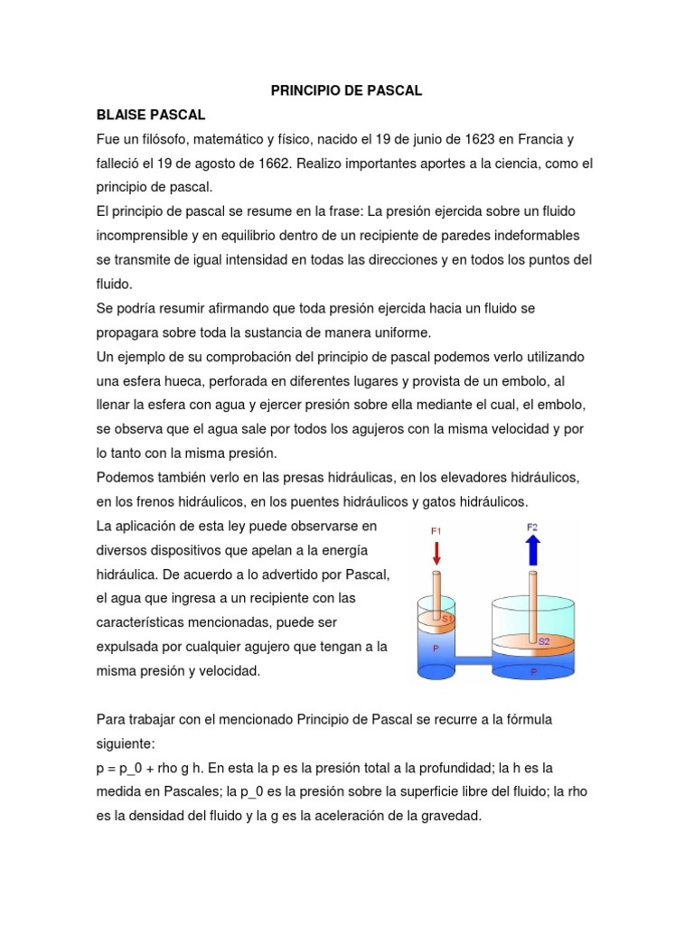 Principio de Pascal | PDF | Ingeniería mecánica | Mecánica de Medios Continuos