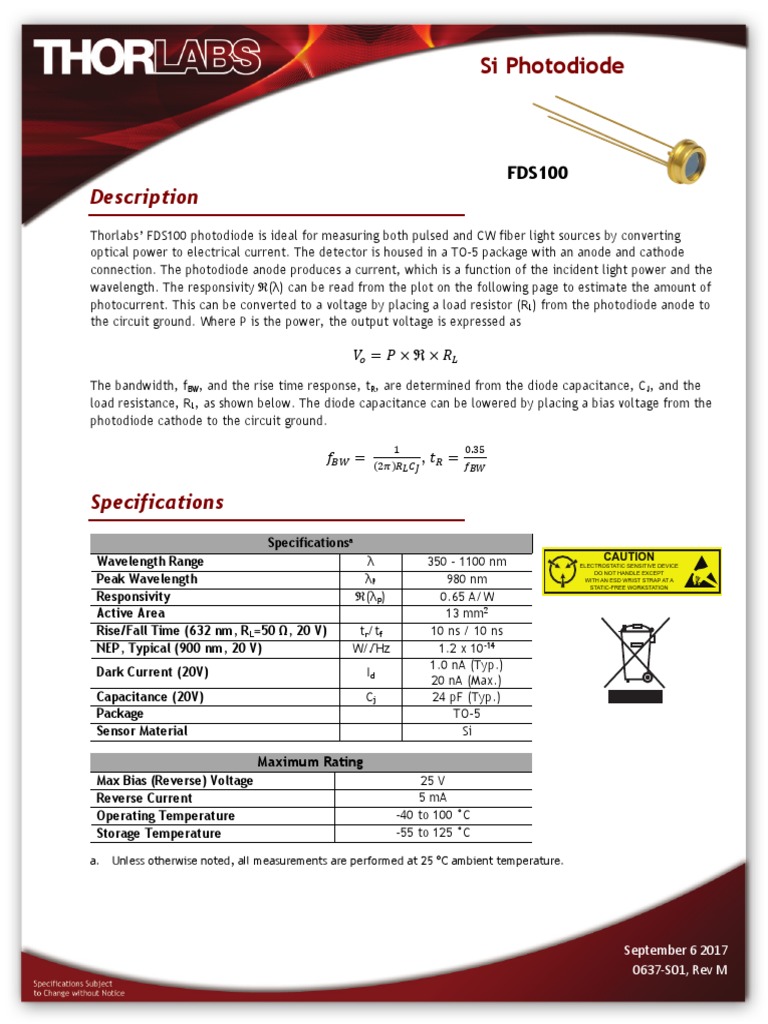 FDS100 SpecSheet | PDF | Electrostatic Discharge | Diode