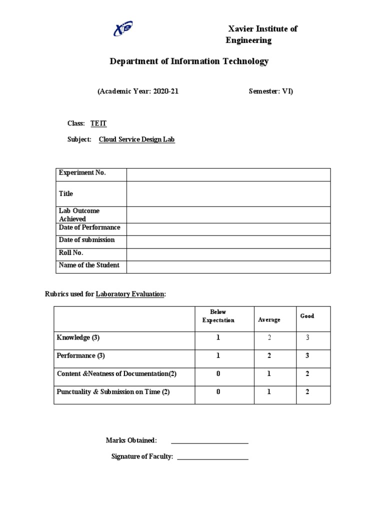 Cloud Service Design Lab Cover Page | PDF | Computers | Technology ...