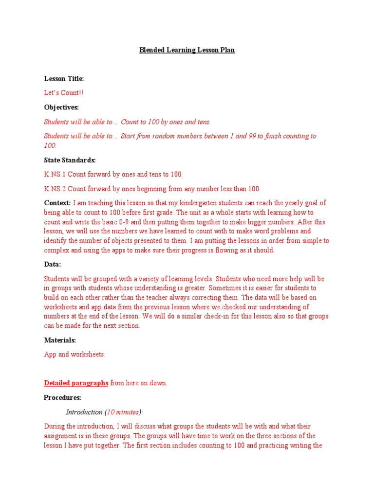 Counting to 100: Lesson Plan | PDF | Lesson Plan | Teachers