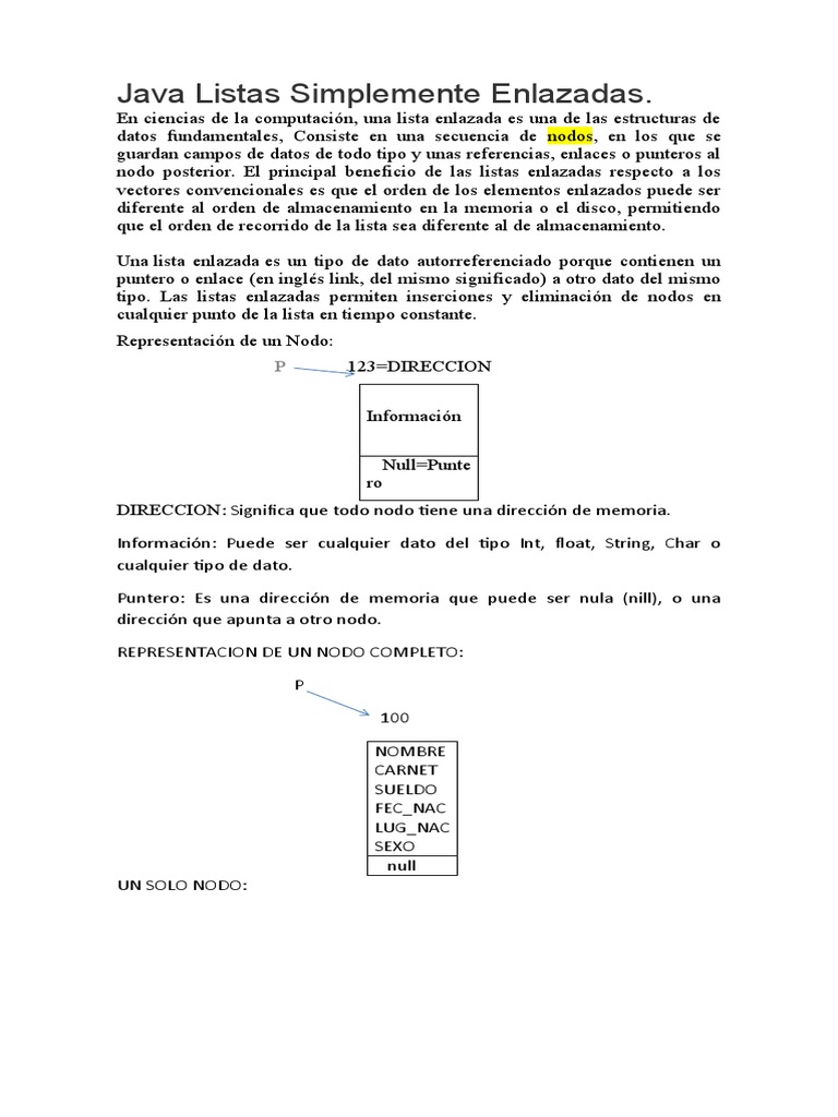 Java Listas Enlazadas Simples | PDF | Desarrollo de software | Ciencias ...