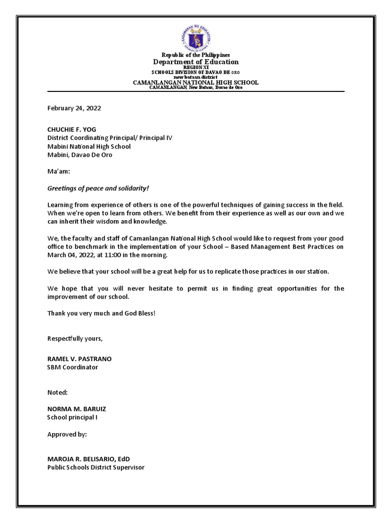 Request Letter For Benchmarking | PDF