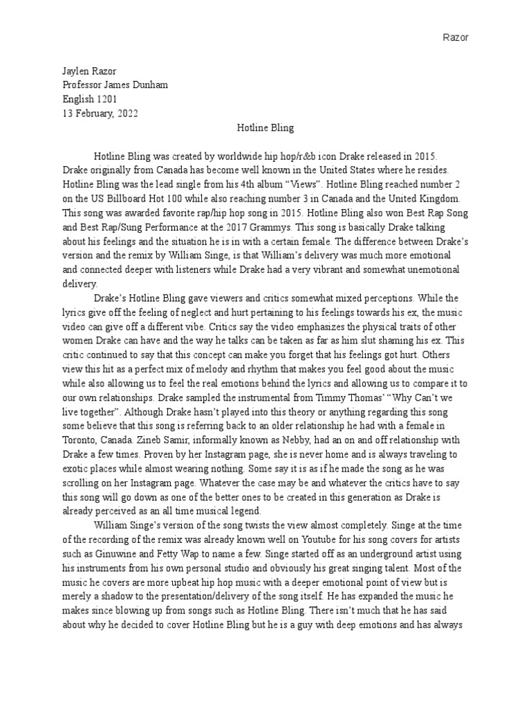 Rhetorical Analysis | Download Free PDF | Drake (Musician) | Emotions