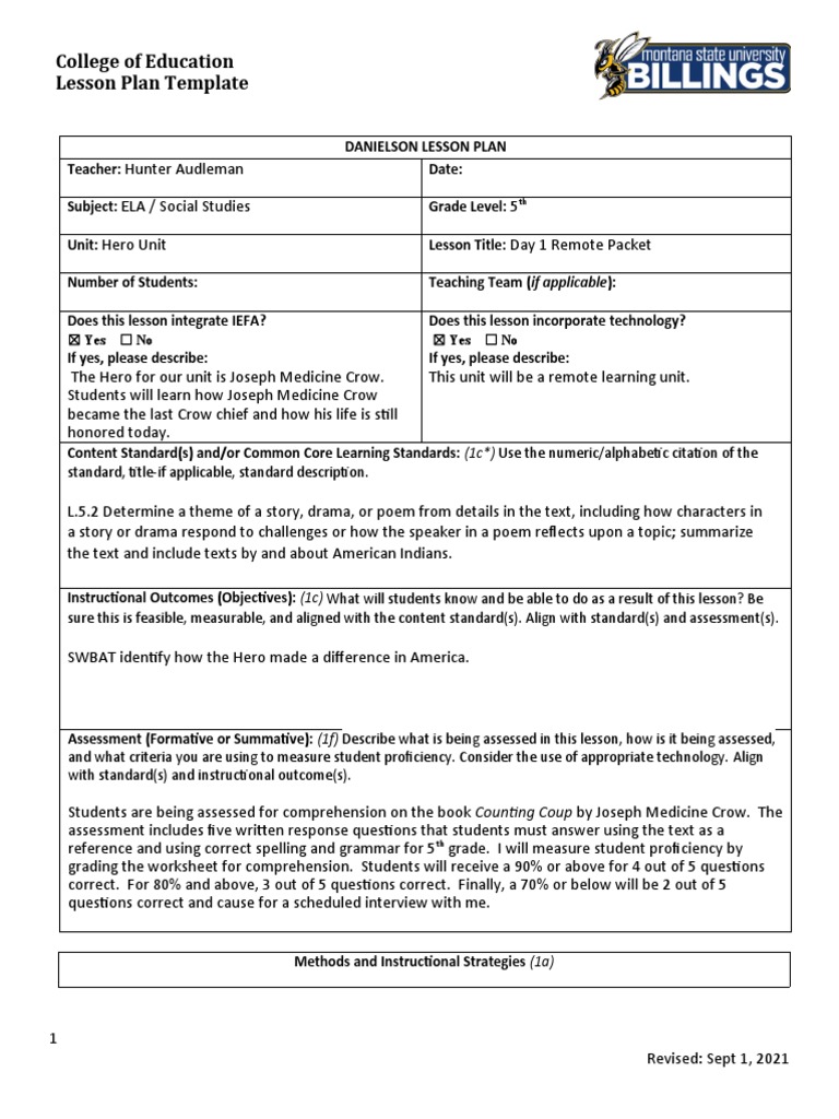 Joseph Medicine Crow Lesson Plan | PDF