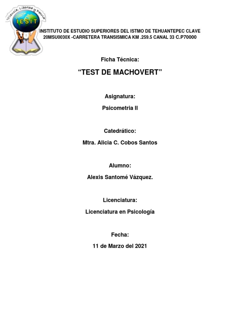 Ficha Tecnica de Machover, Psicometria Ii | PDF