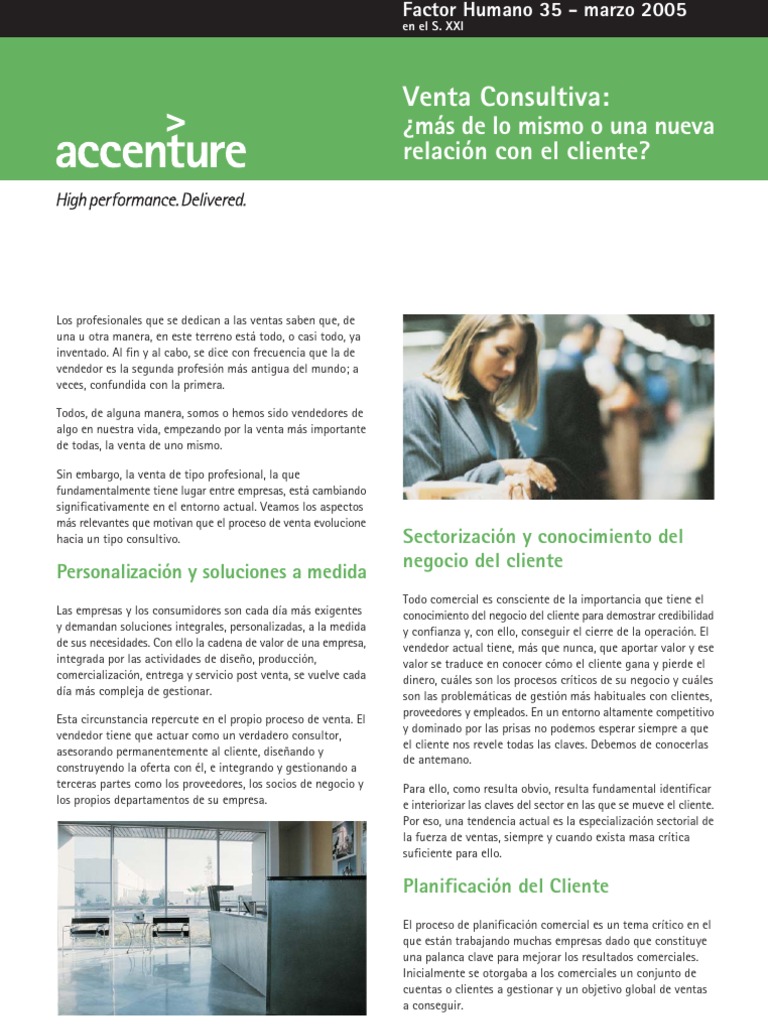 Accenture Venta Consultiva Mas de Lo Mismo | PDF | Cliente | Beneficio ...