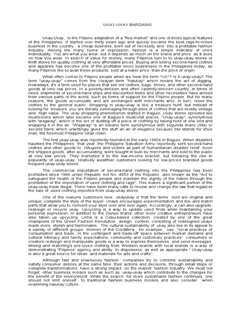 Ukay Ukay Concept Paper | PDF | Trade | Marketing