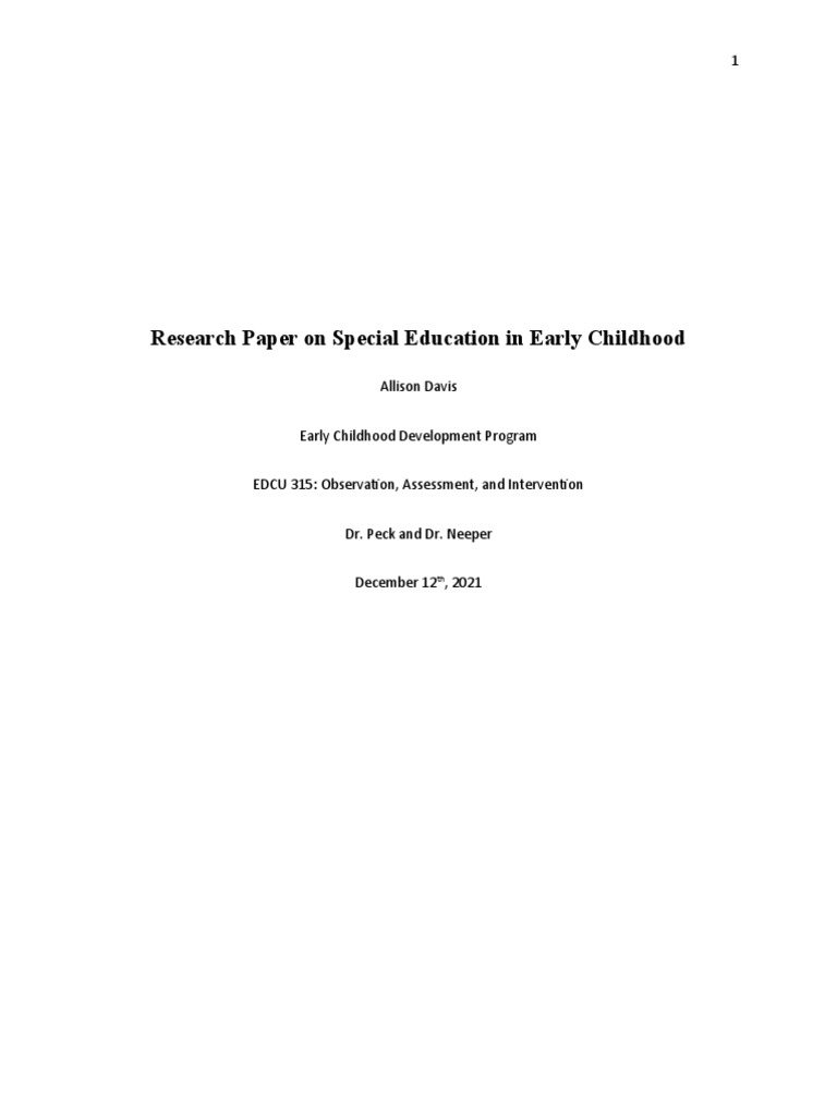 Observation and Assessment Research Paper Davis Allison | PDF ...