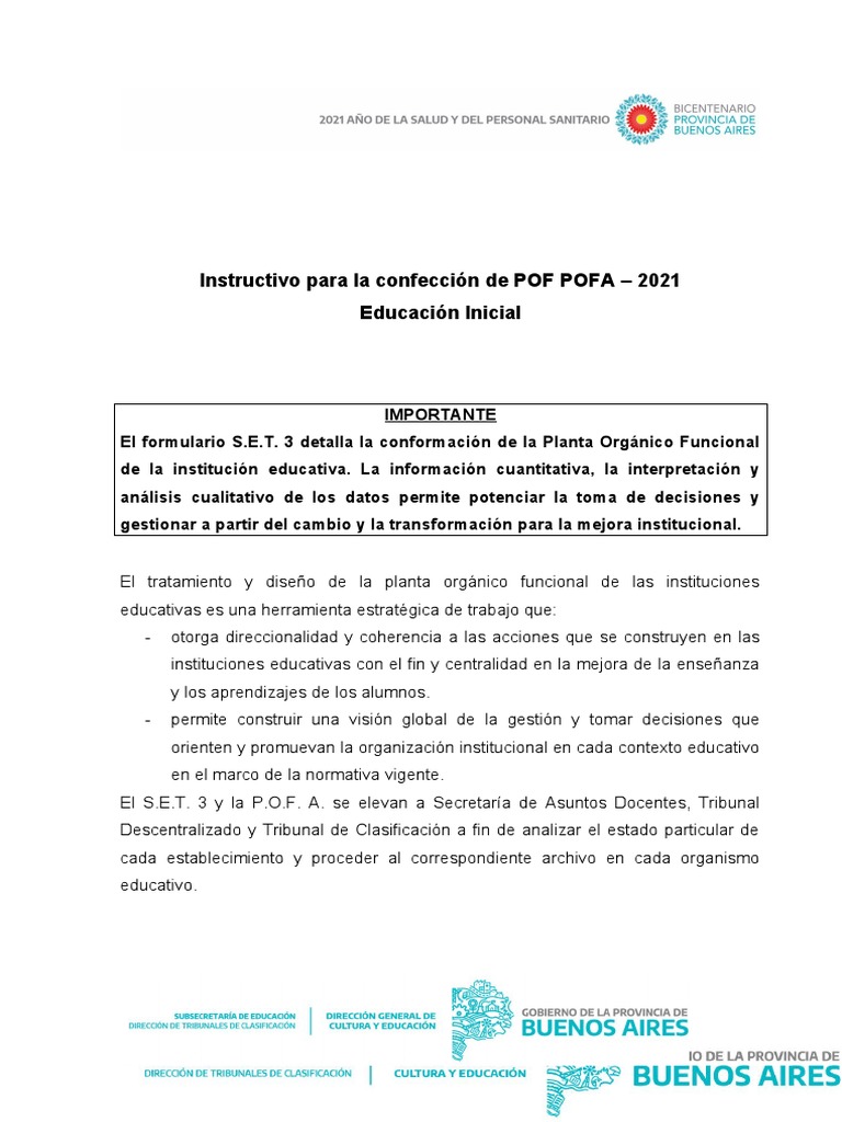Instructivo Pof Pofa 2021 | PDF | Educación de la primera infancia ...