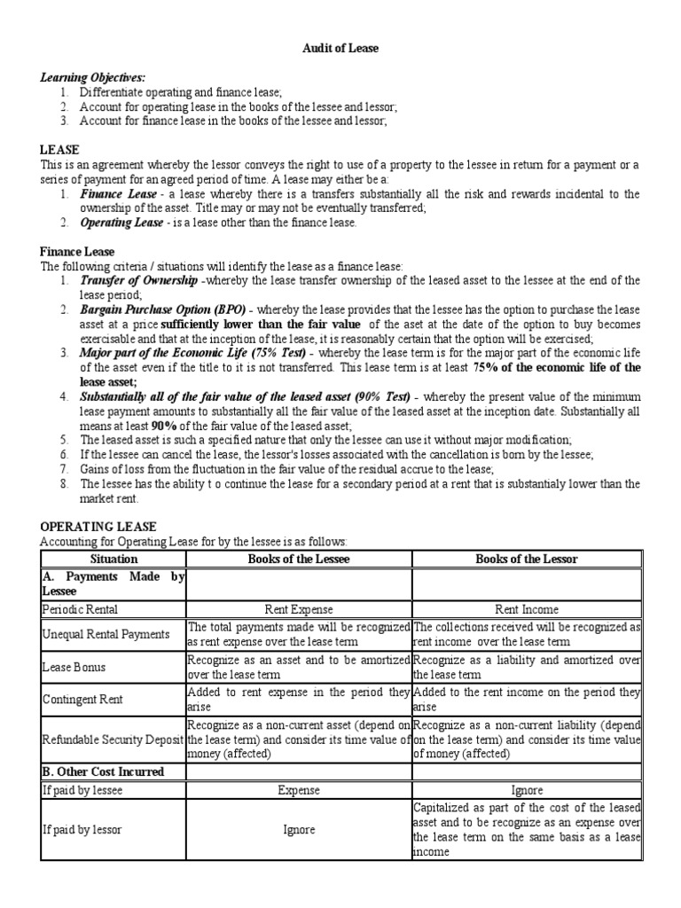 Audit of Lease | Download Free PDF | Lease | Present Value