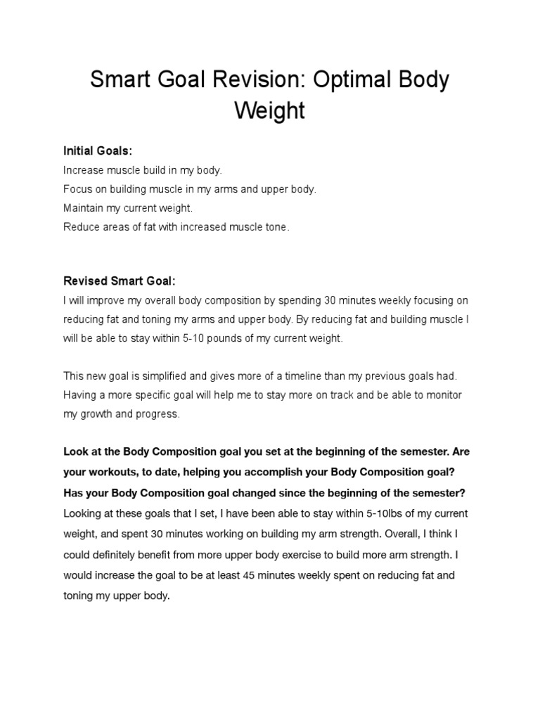 Revised Smart Goals for Body Composition | PDF