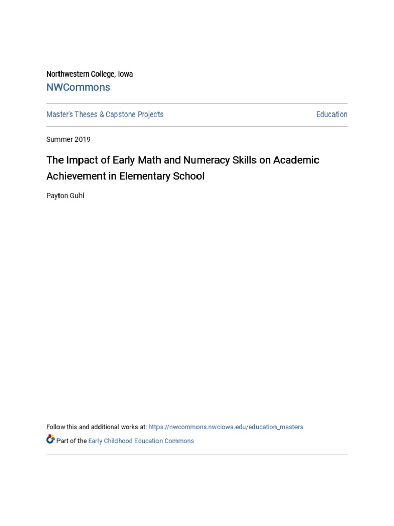 Impact of Early Math and Numeracy Skills On Academic Achievem-3 | PDF ...