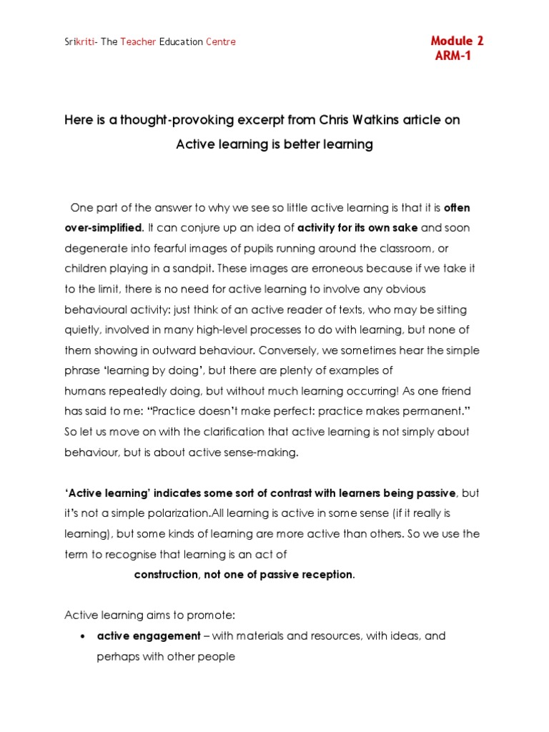 Active Learning by ChrisWatkins | PDF | Learning | Teachers