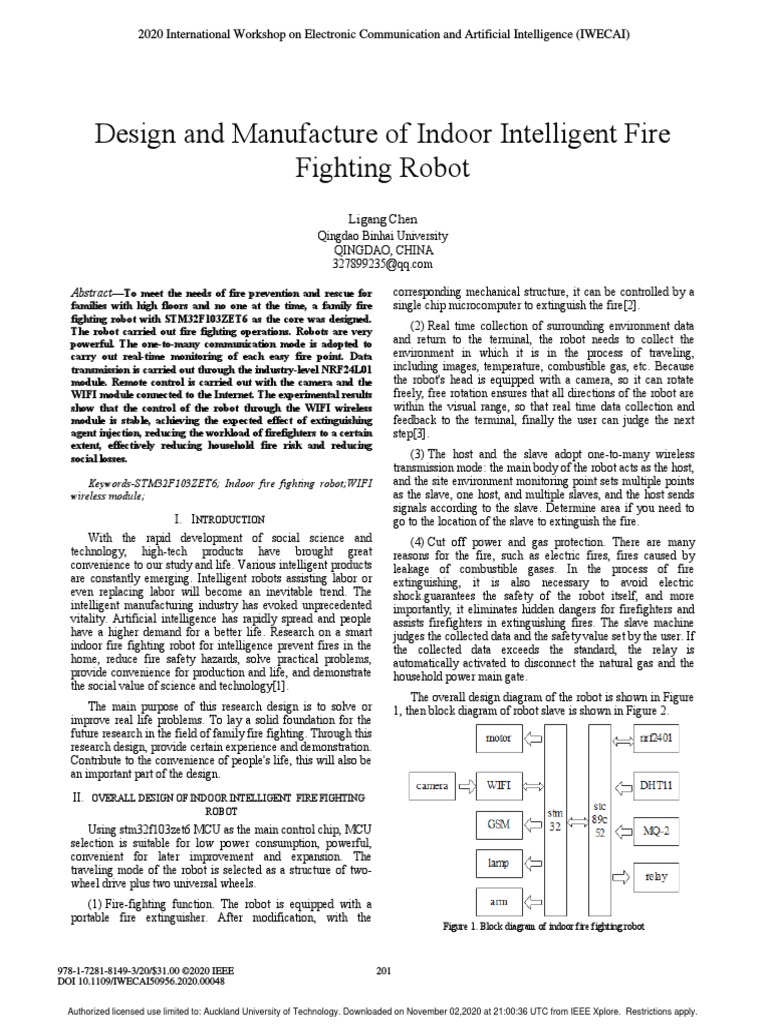 Design and Manufacture of Indoor Intelligent Fire Fighting Robot | PDF ...