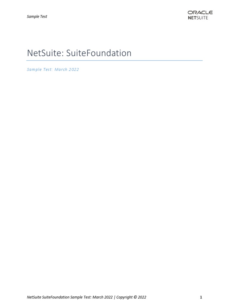 SuiteFoundation Sample Test - March 2022 | PDF | Inventory | Test ...