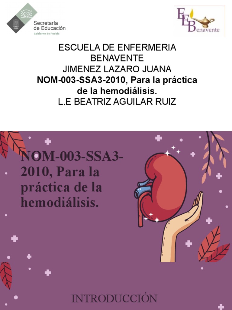 Nom 003 | PDF | Hemodiálisis | Diálisis