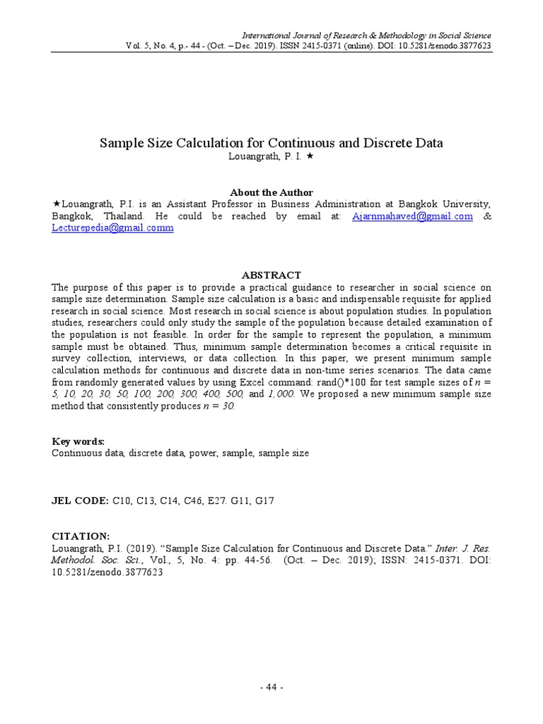 Sample Size Formula | PDF | Statistical Hypothesis Testing | Confidence ...