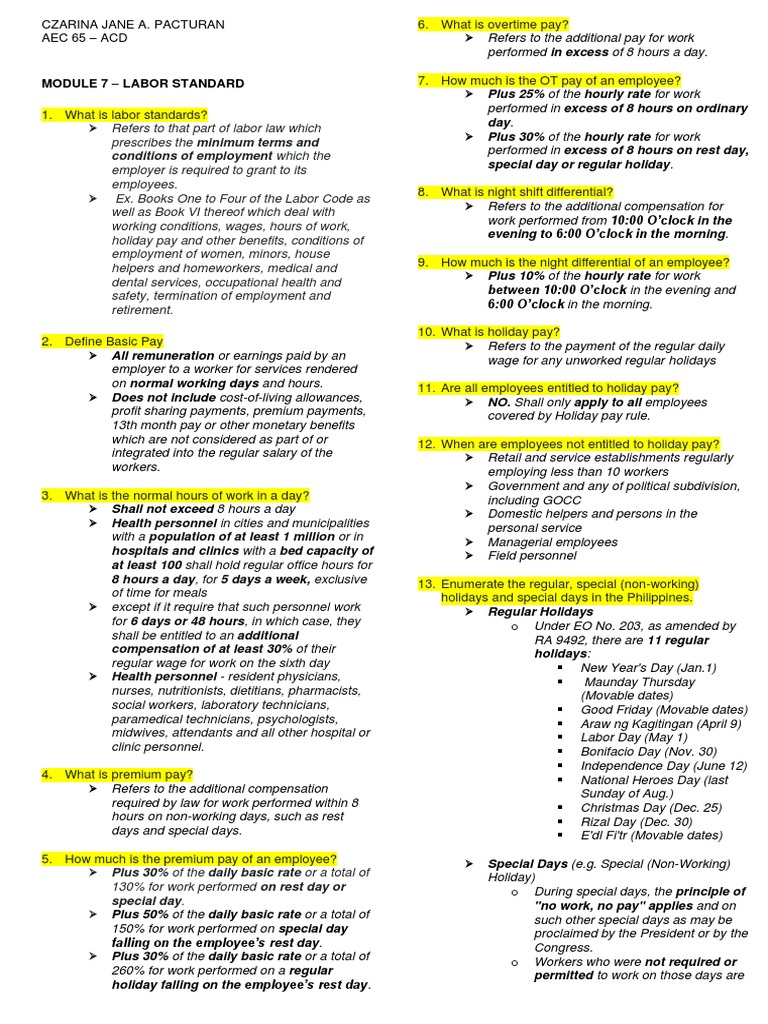Understanding Labor Standards in Employment | PDF | Parental Leave ...